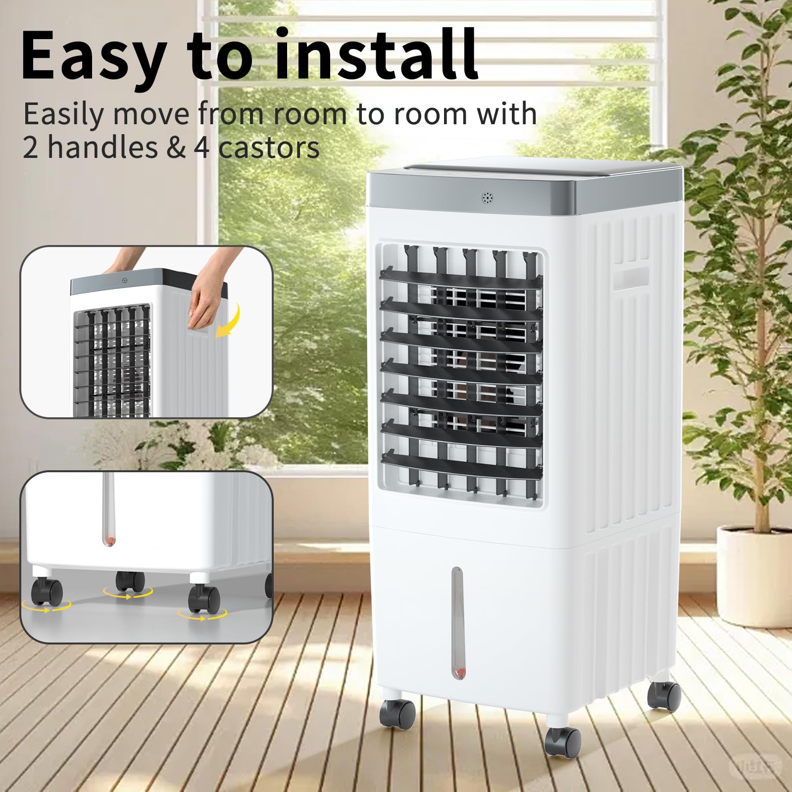 Portable Air Conditioner with 2 Gal Water Tank, 3 IN 1 Evaporative Air Cooler, Fast Cooling Fan with Remote & 3 Speeds & Timer, ac unit, 110V Small Air Conditioner Humidifier Indoor Office