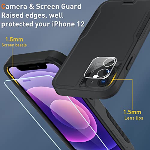 Xmon Magnetic Case for iPhone 11 Case [MIL-Grade Drop Tested & Compatible with MagSafe] Tempered Glass Screen Protector with Camera Lens Protector Phone Case Cover for Apple iPhone 11 (Black)