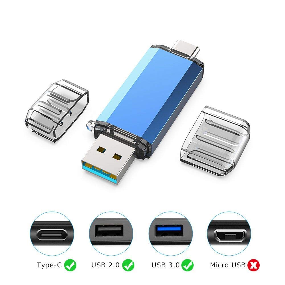 KOOTION USB C Flash Drive 64 GB 2 in 1 USB 3.0 + USB Type C Thumb Drive High Speed up to 90 MB/s Dual OTG Thumb Drive USB Stick for Samsung, Huawei, MacBook, Chromebook Pixel etc.