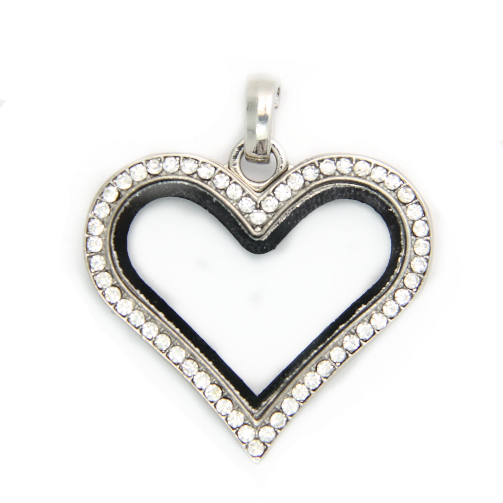 JOJO & LIN Magnetic Floating Locket Charm 30mm Medium with Snake Chain Mothers Day Gift (Silver Crystal Heart)