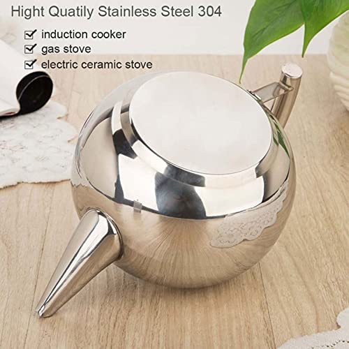 Tea kettle, Whistling Tea Kettle Stove Top, Stainless Steel Teakettle, Teapot with Cool Toch Ergonomic Handle and Infuser, Silver (Color : OneColor, Size : 1L)