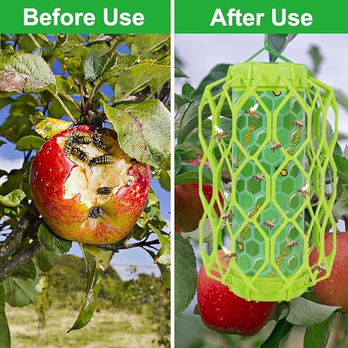 Sancodee 4 Pcs Wasp Trap Outdoor Hanging, Insect Catcher for Wasps and Carpenter Bees, Bee Killer Sticky Bug Boards Yellow Jacket Trap with Bait Reservoir, Non-Toxic Reusable Wasp Hornet Trap (Green)