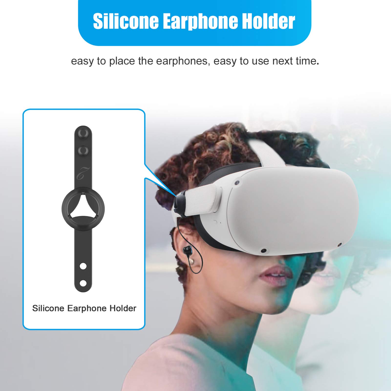Meijunter Noise Isolating Headphones Jack Cord Cable for Oculus Quest 2 VR Headset - Silicone Earbuds with Storage Bag