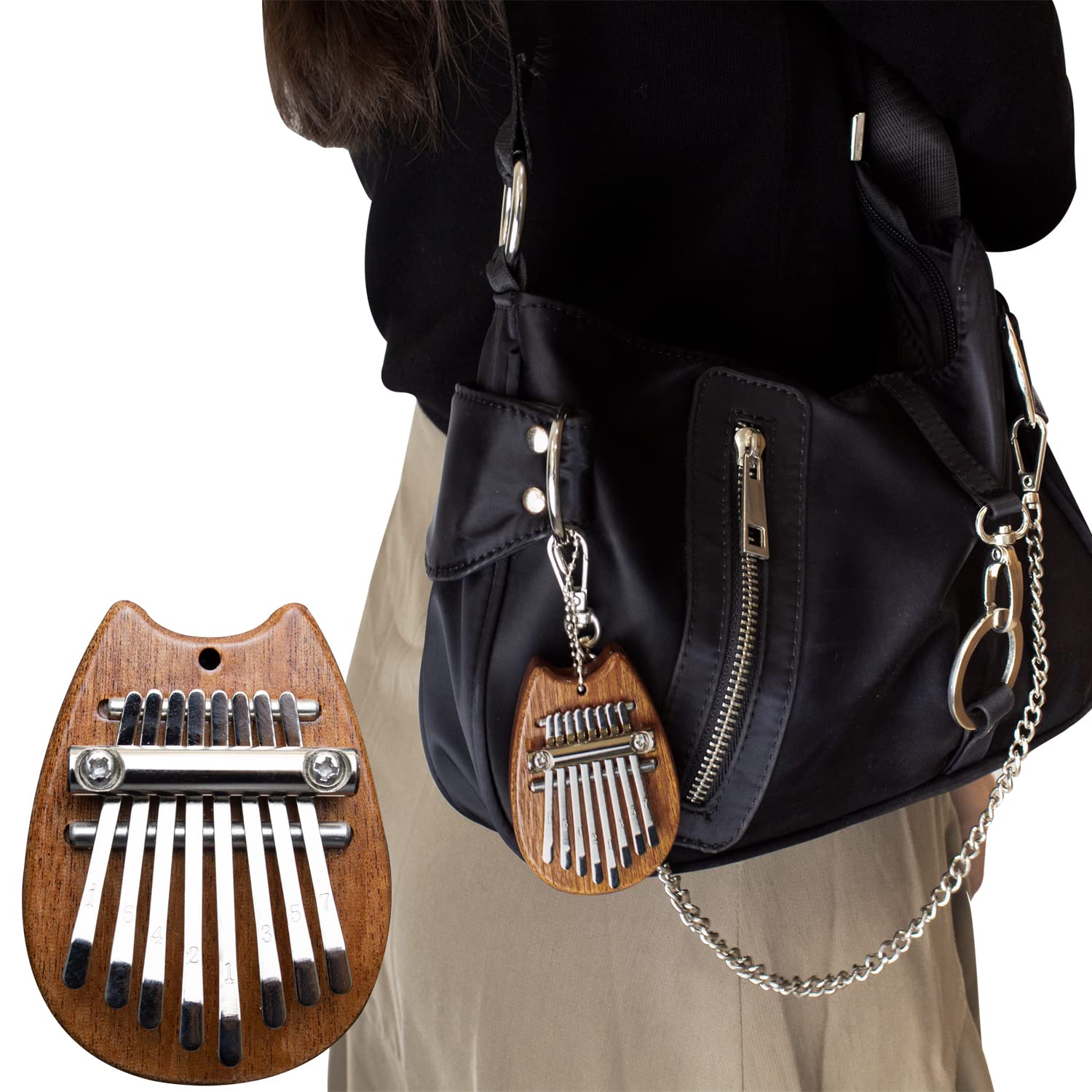 Mini Kalimba Thumb Piano,8 Key Mini Thumb Piano for Kids,Wood Finger Piano with Lanyard Portable Marimba for Kids Adults Beginners