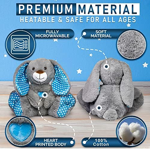 Lil Snuggers Warm and Snuggly, Lavender Scented Huggable Stuffed Animal, Bunny Plush - Rabbit Male with Blue Accents for Lil Baby 0 Months+