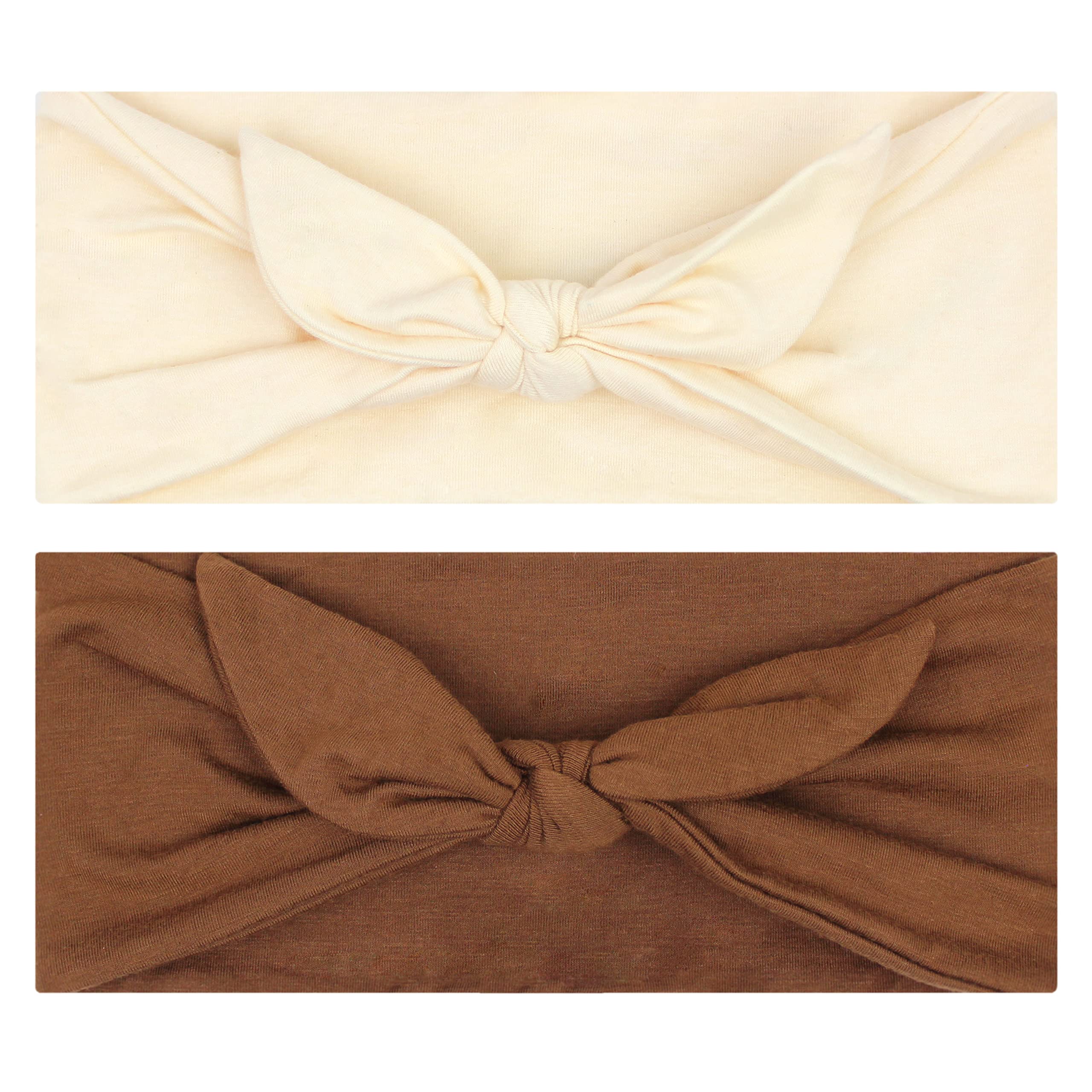 Maven Thread Women's No-Slip Sweat-Wicking Bow Headbands for Exercise and Yoga, 2-Pack, Cocoa