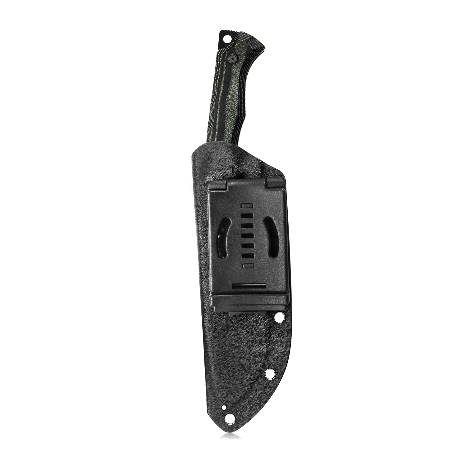 KUBEY Machete KU241 Fixed Blade Outdoor Knife with G10 Handle Kurki Style Blade for Camping Hunting and Survival w/Black Kydex Sheath (Black Coating)