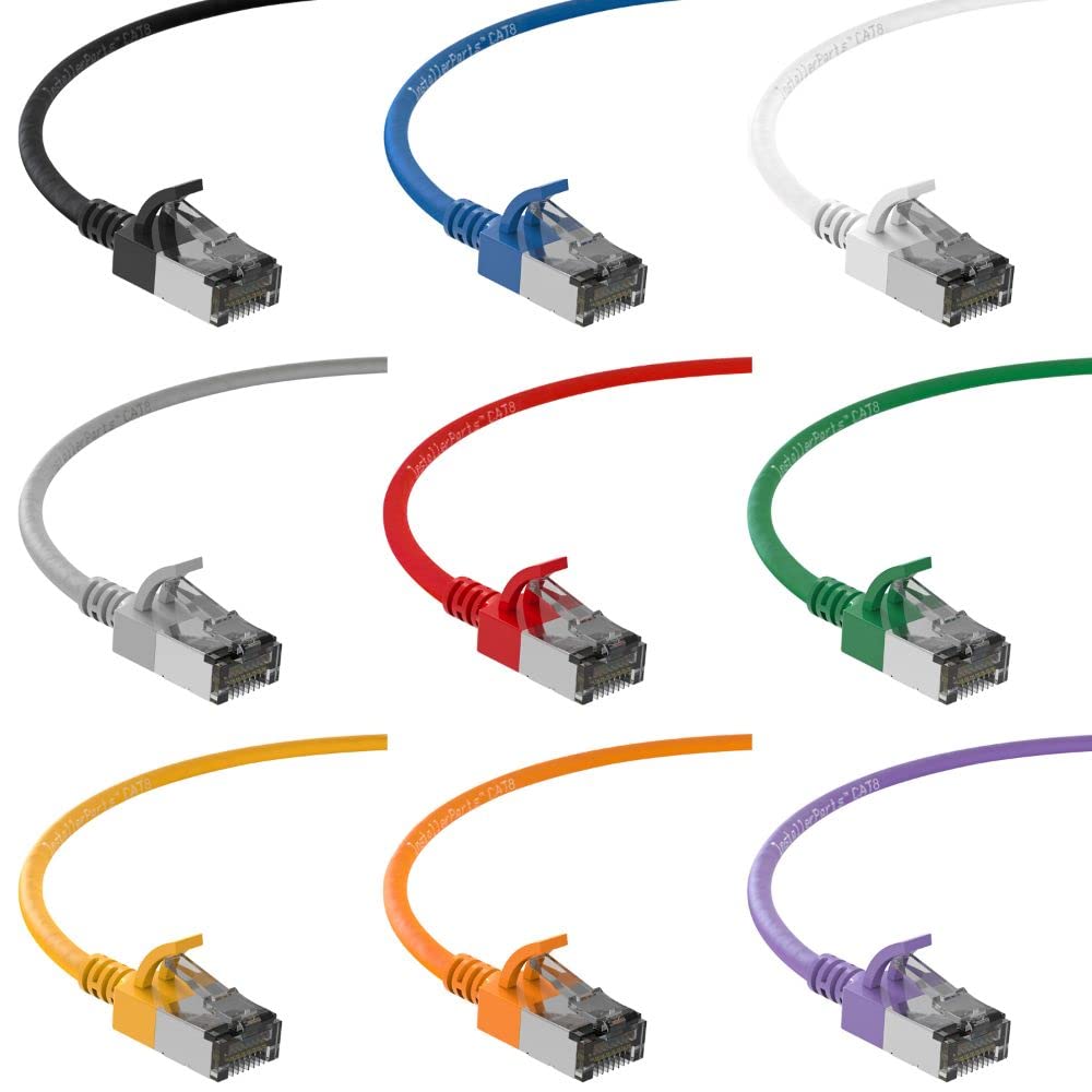 InstallerParts Ethernet Cable CAT8 Cable 1 FT - Yellow - FTP Professional Series - Super Slim 40Gigabits/Sec Network/High Speed Internet Cable for Router, Server, Gaming/2000 MHz, 30AWG