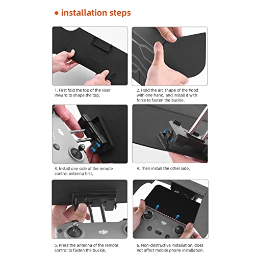Sun Hood Sunshade for Mini 3 Pro Controller Accessories for 4.4 to 7.1inch Smartphone Screen Pocket Drones for Adults (Black, One Size)