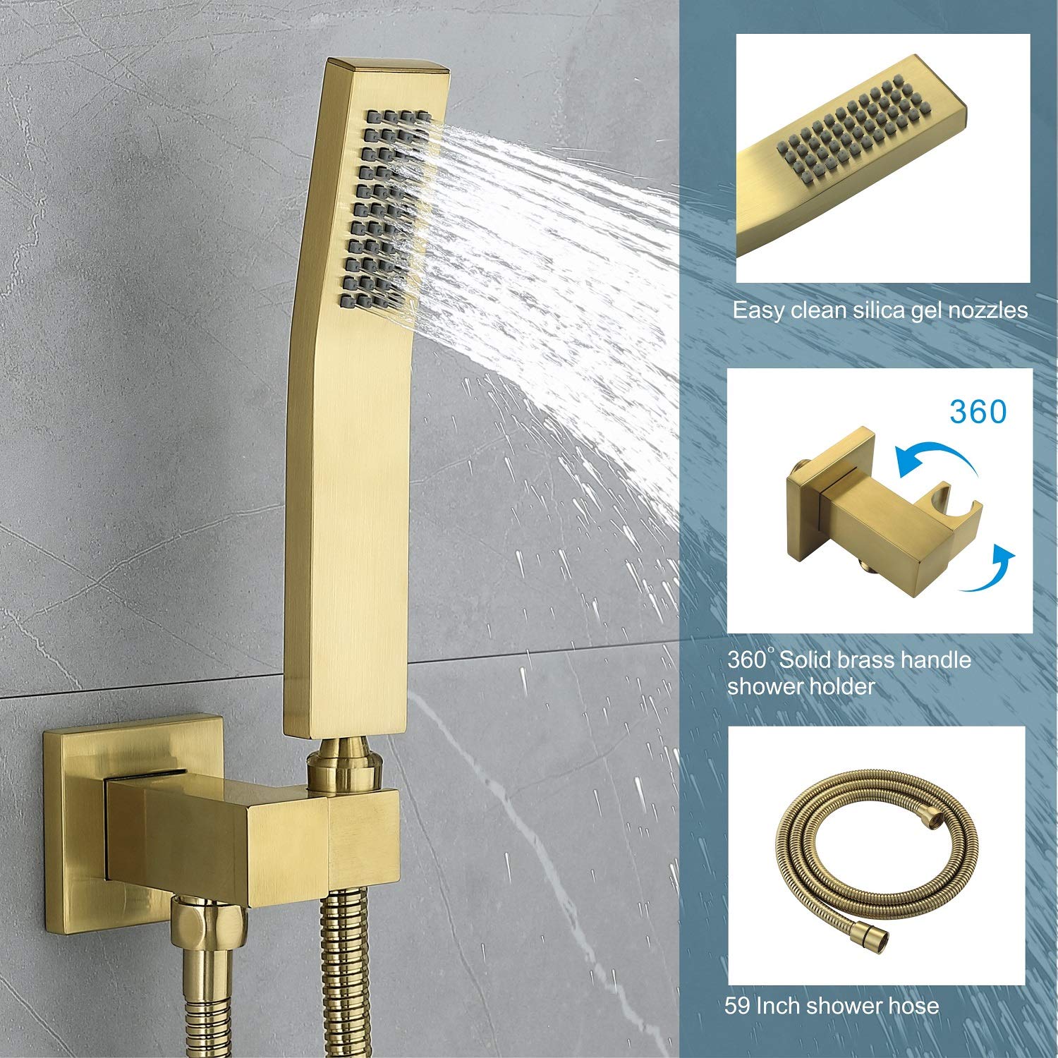 JOYWELL Brushed Nickel Bathtub and Shower Faucet set Complete,with 10 inch Shower Head and Waterfall Tub Faucet