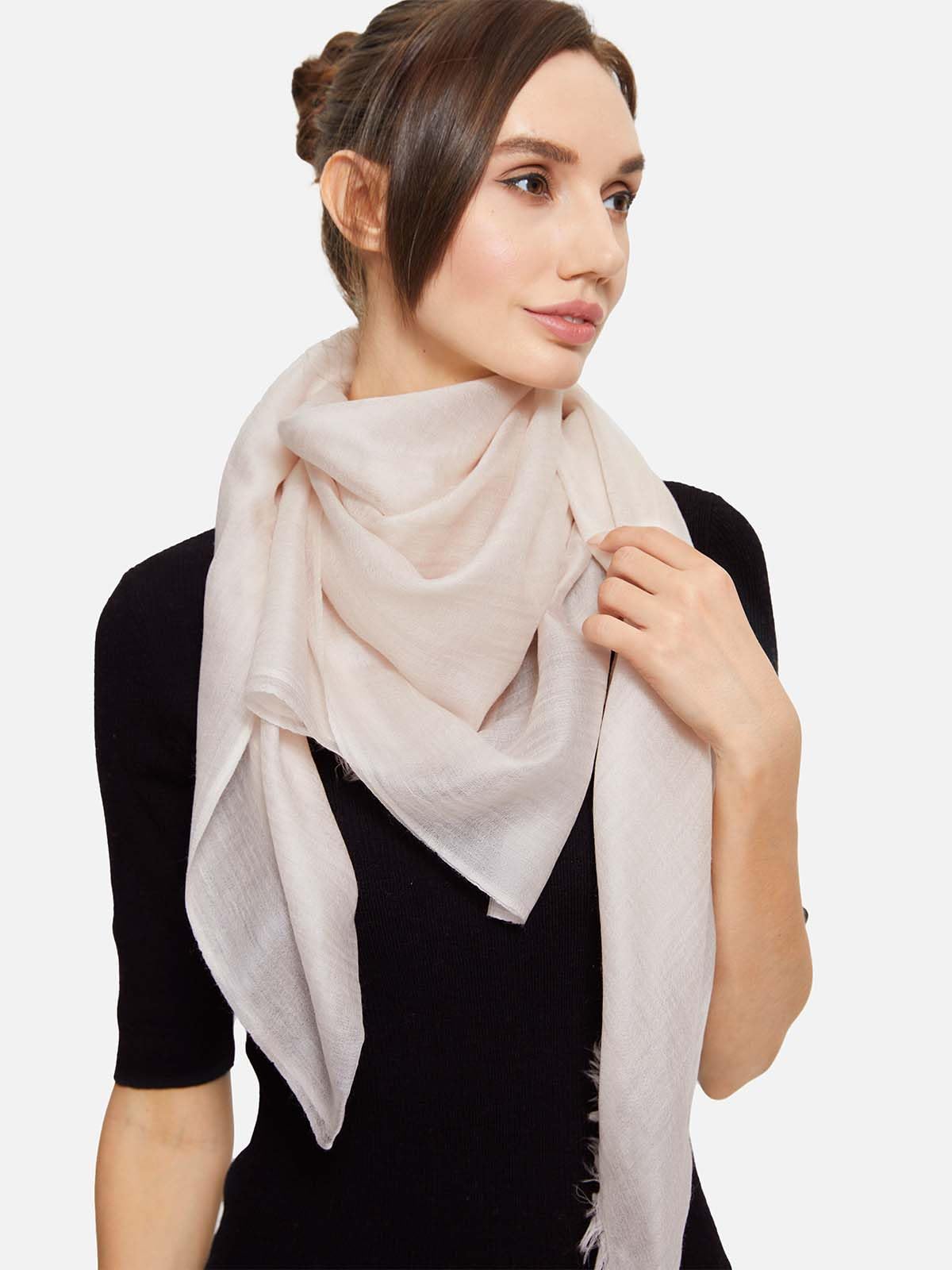 Ovcio Featherlight Ivory Cashmere Scarf - 100% Pure Cashmere Wrap Scarf for Women (87x39) with Gift Box