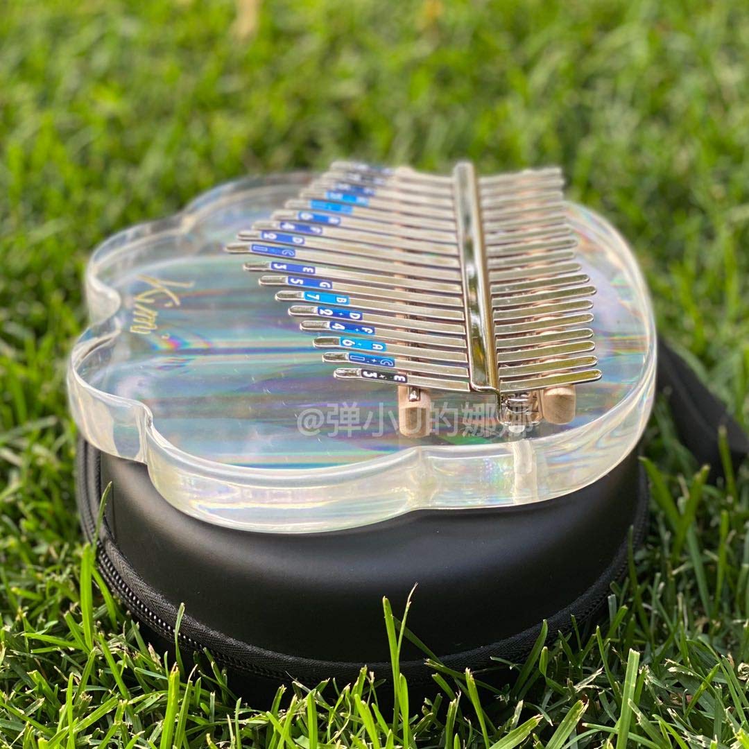 KIMI 17-Key Rainbow cat paw Kalimba 17-Key Thumb Piano Transparent Acrylic Material with Carry Bag