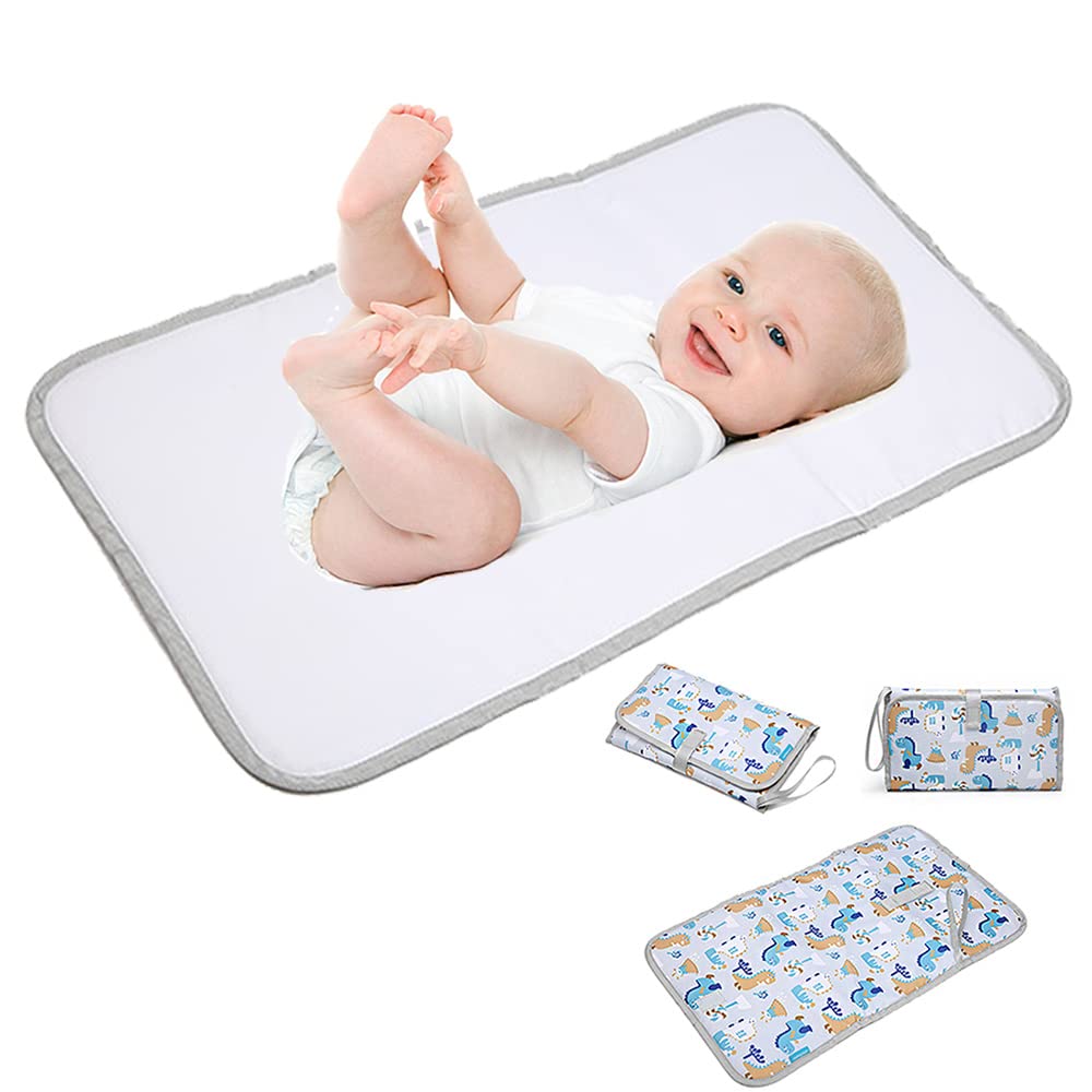 Portable Diaper Changing Pad - Waterproof Foldable Baby Changing Mat - Travel Diaper Change Mat - Lightweight Changing Pads for Baby - Baby Changer - Machine Washable - Small Changing Pad Silver