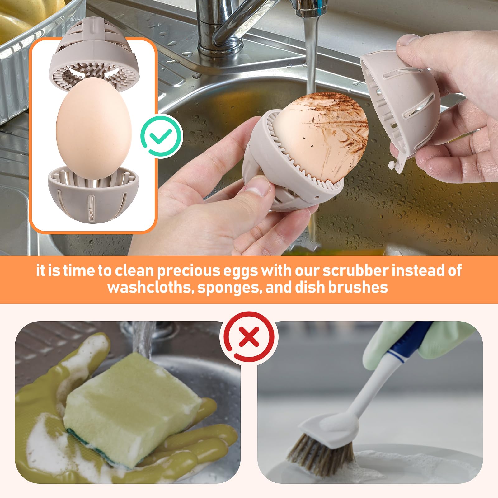 Silicone Egg Brush Cleaner, Multipurpose Vegetable and Fruit Scrubber Tool for Fresh Eggs, Egg Washer Cleaning Brush, Egg Cleaner for Fresh Eggs