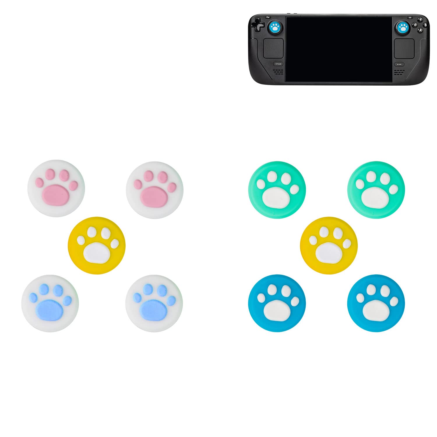 OwlTree 10PCS Cute Cat Claw Joystick Thumb Caps for Steam Deck, Thumb Stick Grips Analog Stick Cover, Soft Silicone for Joy-Con Controller