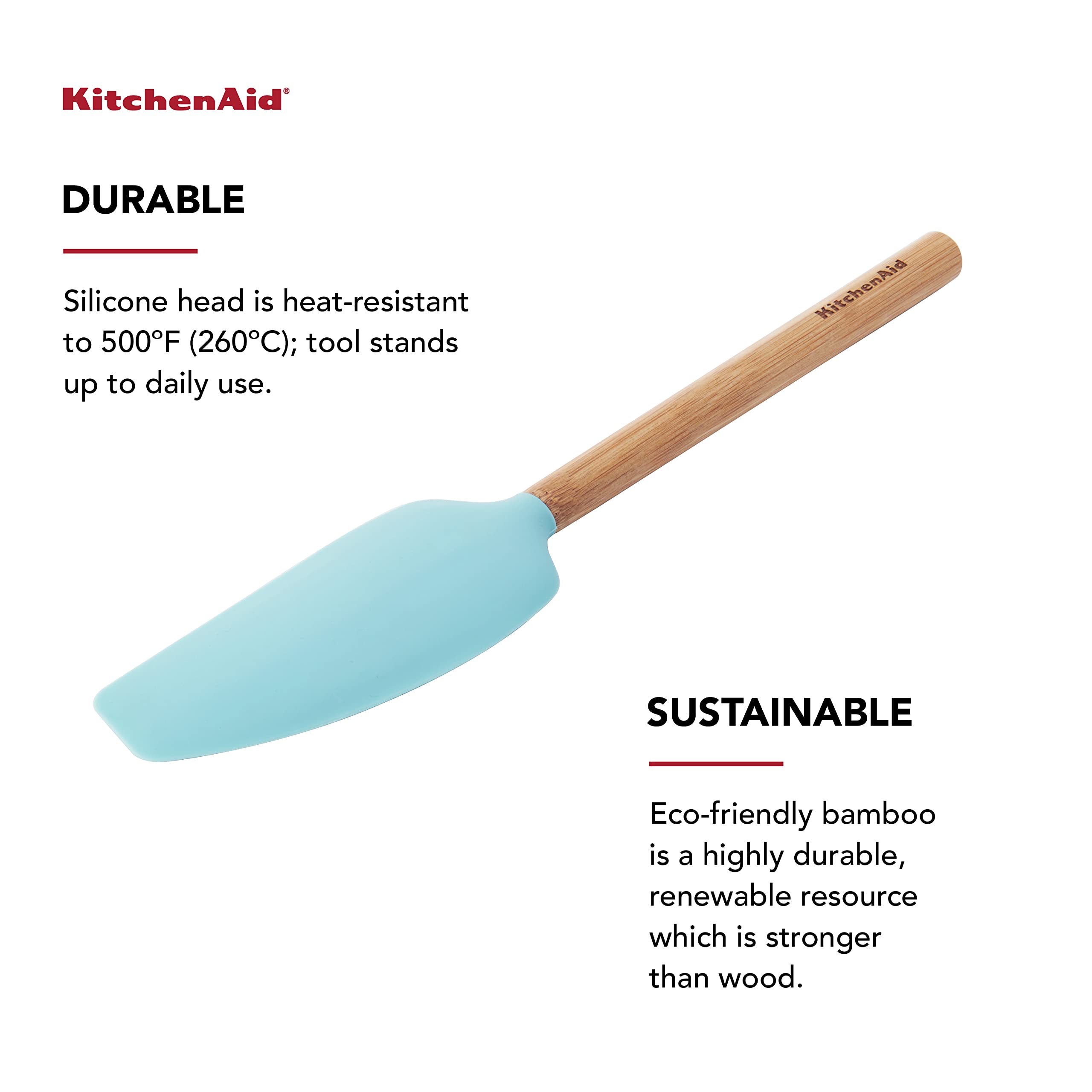 KitchenAid Universal Bamboo Handle Mixer Spatula, One size, Aqua Sky White