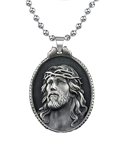 Oval Jesus Celtic Necklace For Women Simple Religious Jewelry Pendant Stainless Steel Ball Chain