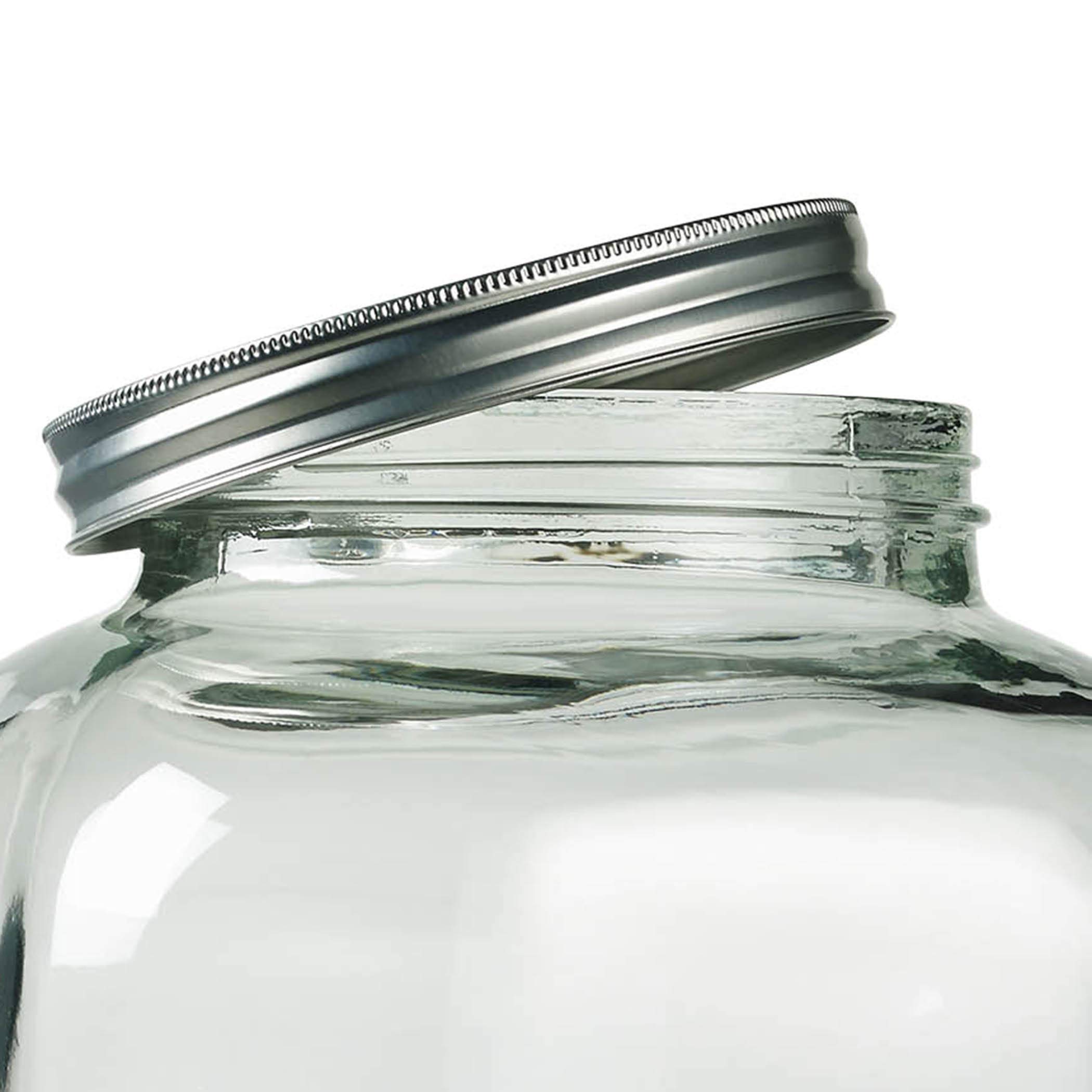 Mason Craft & More Drinkware Collection- Durable Glass Beverage Glassware, 3 Gallon Mason Drink Dispenser With Leak Proof Spigot and Screw On Metal Lid