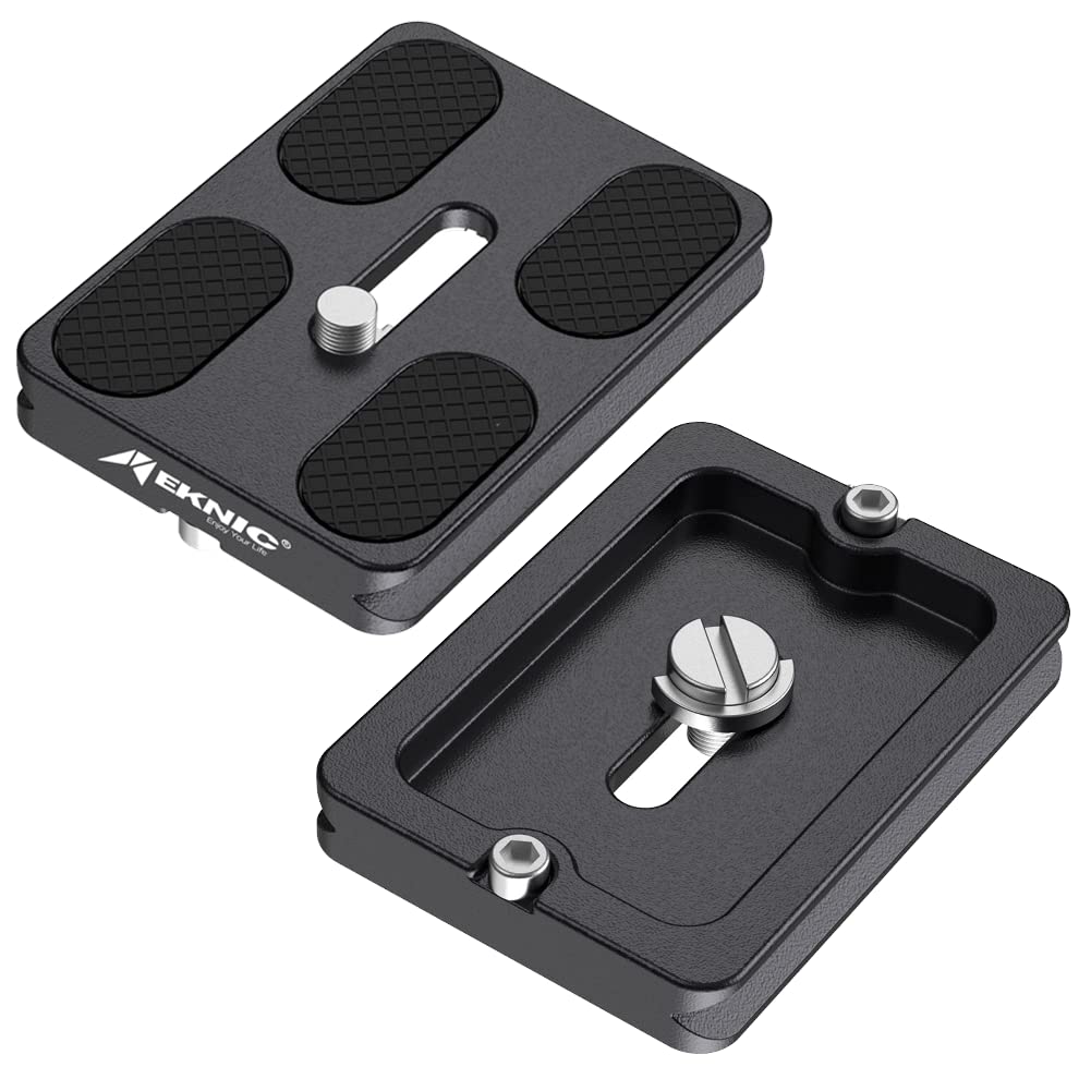 MEKNIC Camera Quick Release Plate PU50 2 Pieces QR Small Plate with 1/4"-20 Screw,Tiny Universal Quick Release Plate for Arca Swiss Standard Clamp for DSLR Camera Tripod Ballhead