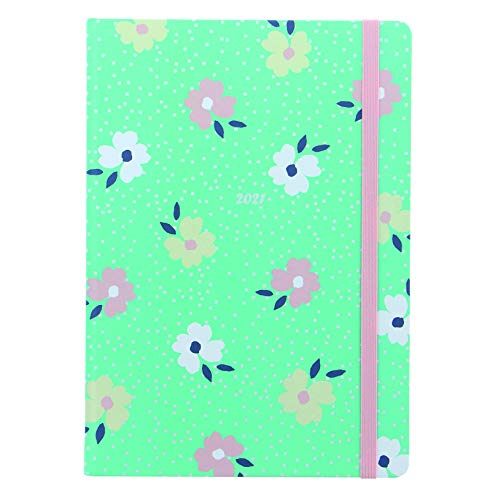 Letts Floral A5 Day to Page with appointments 2021 Diary - Green