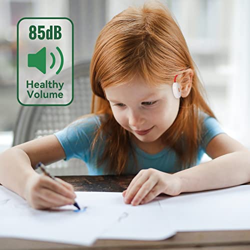 WGP Kids Headphones, Bluetooth 5.3 Wireless Air Conduction Open Ear Headphones with Microphone, IPX4 Waterproof, 12H Playtime Headset for iPad Tablet Home School (Red)