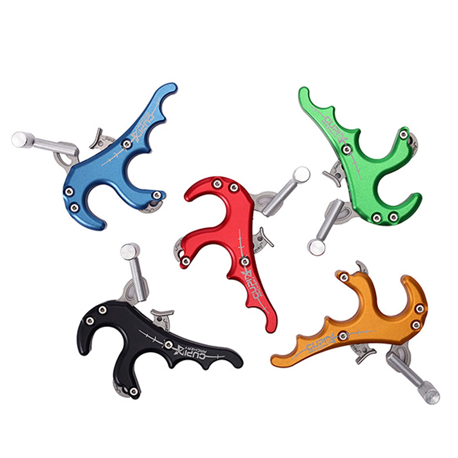 ocairnry Archery Release aids 4 Fingers Bow Release with Metal D Loop Compound Bow Release Aid Trigger Handle Thumb Caliper (Black)