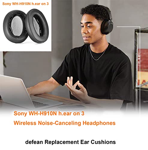 WH-H910N Ear Pads - defean Replacement Ear Cushion Cover Compatible with Sony WH-H910N h.Ear on 3 Wireless Noise-Canceling Headphones (Black)