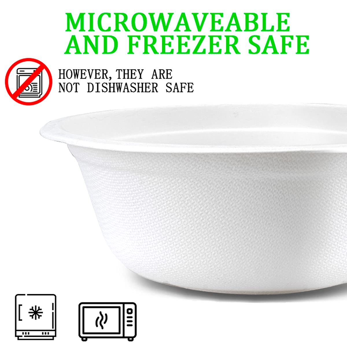 LUHUA Disposable Paper Bowls (2021 NEW) 16 Oz Eco-friendly Compostable Bagasse Bowls Round Bowls Biodegradable and Hot Soup Bowls 50pcs
