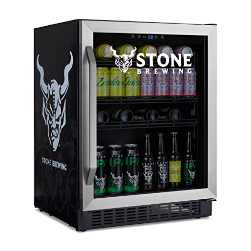 NewAir Stone Brewing 180 Can FlipShelf Beverage and Beer Refrigerator, 24β Built-In or Freestanding Wine Cooler with Reversible Shelves, Perfect for Bar, Gamer Room, or Office