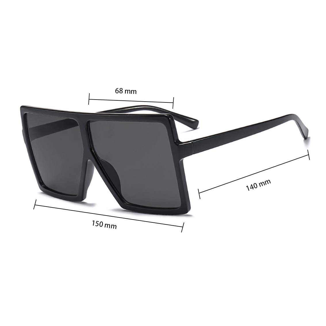 JUSLINK Oversized Square Sunglasses for Women Trendy Flat Top Fashion Shades (Black, 1 pack)