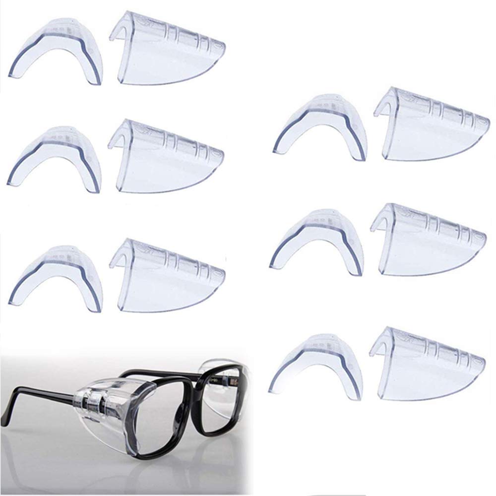 Korty 6 Pairs Eye Glasses Side Shields, Flexible Slip on Side Shields for Eyeglasses Fits Medium to Larger Safety Eyeglasses