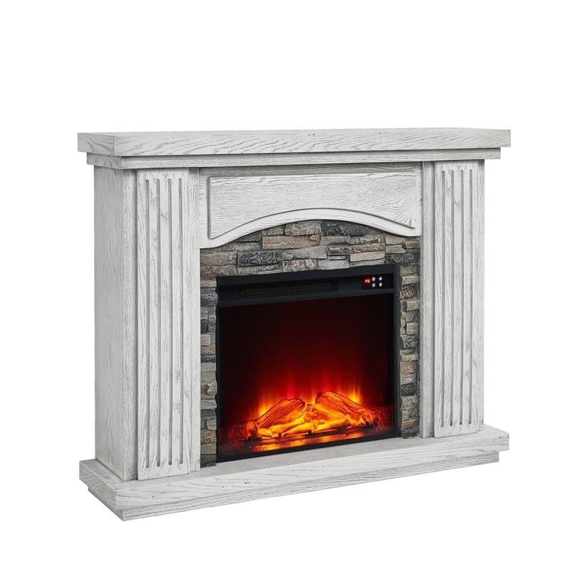 LIVILAND 48" Magnesium Oxide Freestanding Electric Fireplace - Antique White