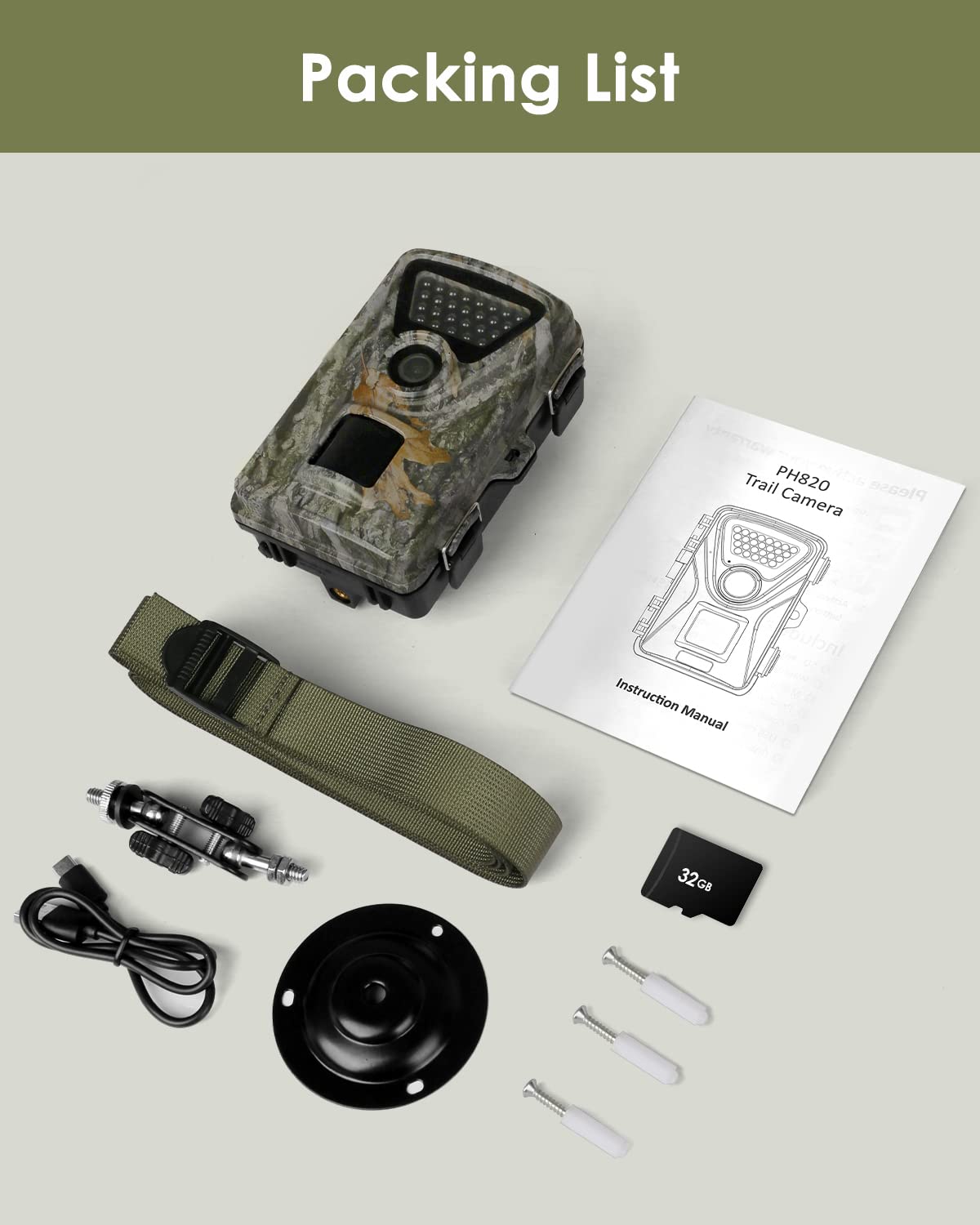 MAXDONE Trail Camera Hunting Camera Game - 1520P 28MP Trail Camera with Night Vision Motion Activated Waterproof IP66 Trail Cam 0.2s Trigger Time with 850nm Game Cameras and 2β LCD Wildlife Camera