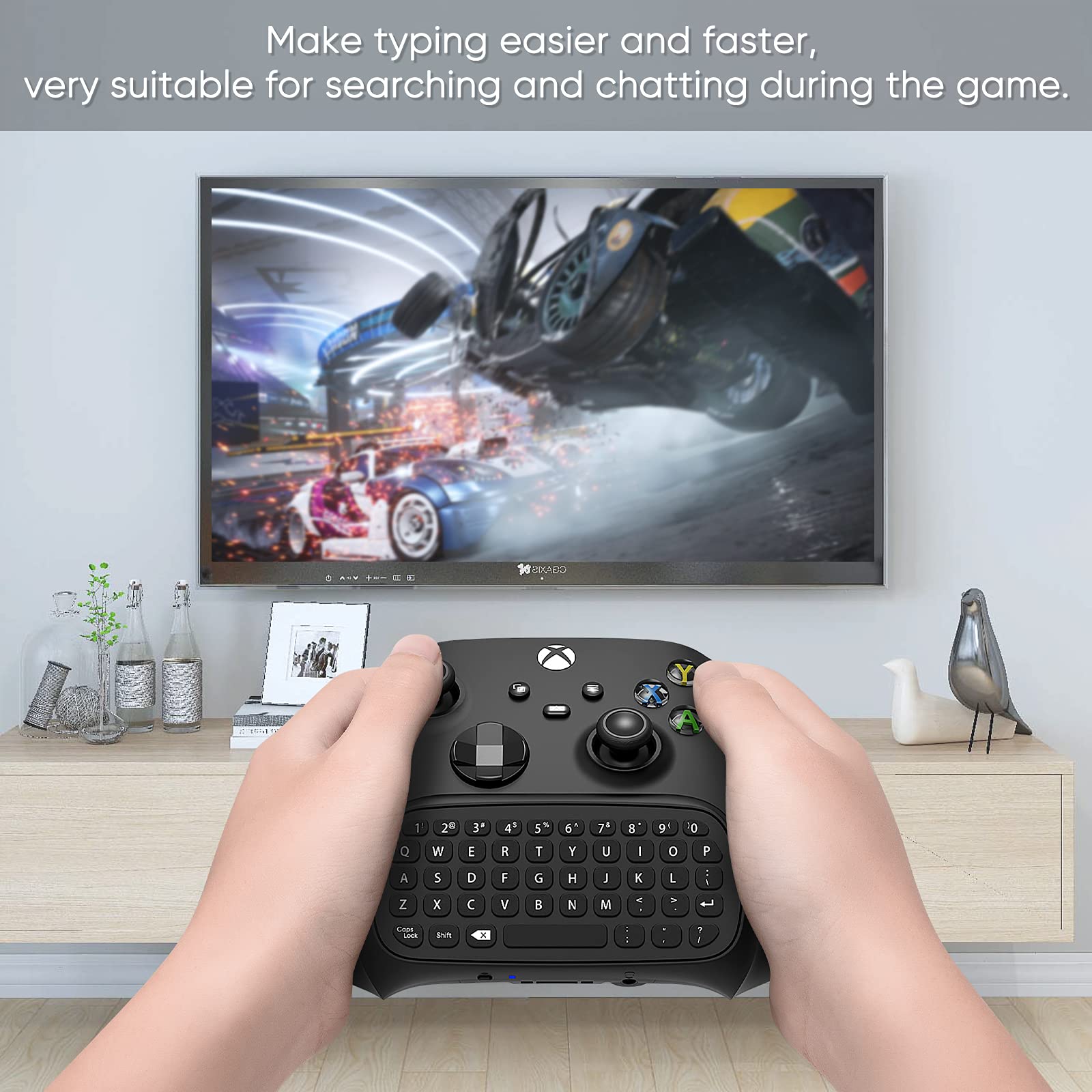 Mini Wireless Keyboard Chatpad Compatible with Xbox Series X/S Controller, 2.4G Receiver Gamepad Keypad Accessories Compatible with Xbox One, One S & Series X/S for Messaging & Game Live Chat - Black