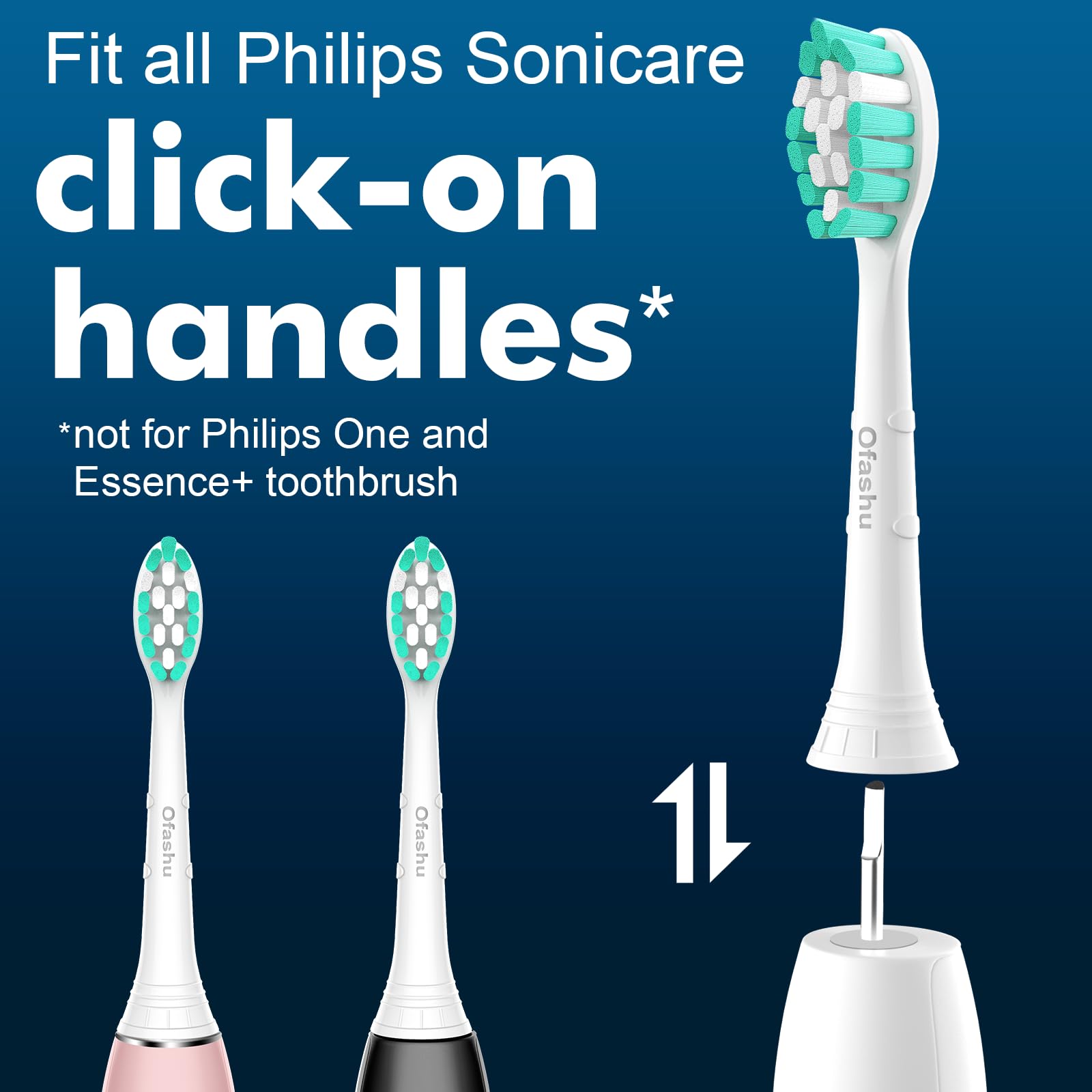 Toothbrush Replacement Heads for Philips Sonicare: Ofashu Electric Brush Head Compatible with DiamondClean Protectiveclean 2 Series C1 C2 W G2 4100 5100, White, 8 Packs