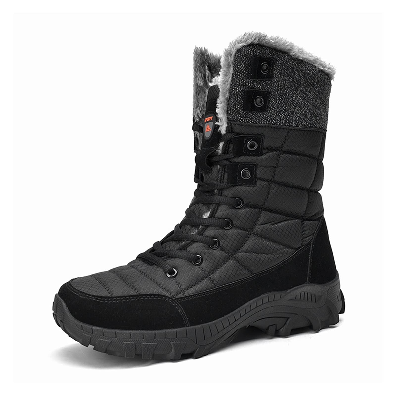 OZLIKA Mens Snow Boots Waterproof High Top Hiking Shoes Outdoor Cotton Boots Winter Shoes for Hiking Trekking (Color : Black, Size : 8.5)