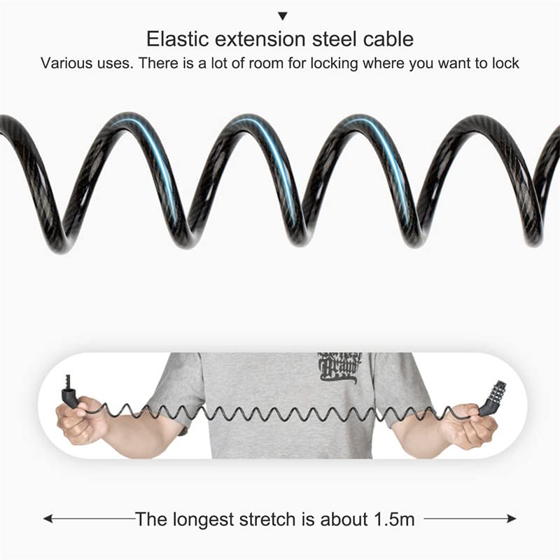 Mini Bicycle Cable Lock 4 Digit Helmet Lock Chain Backpack Password Lock Accessories Mini Cycling Combination Bicycle Cable Lock for Travel Luggage Locks Helmet Lock