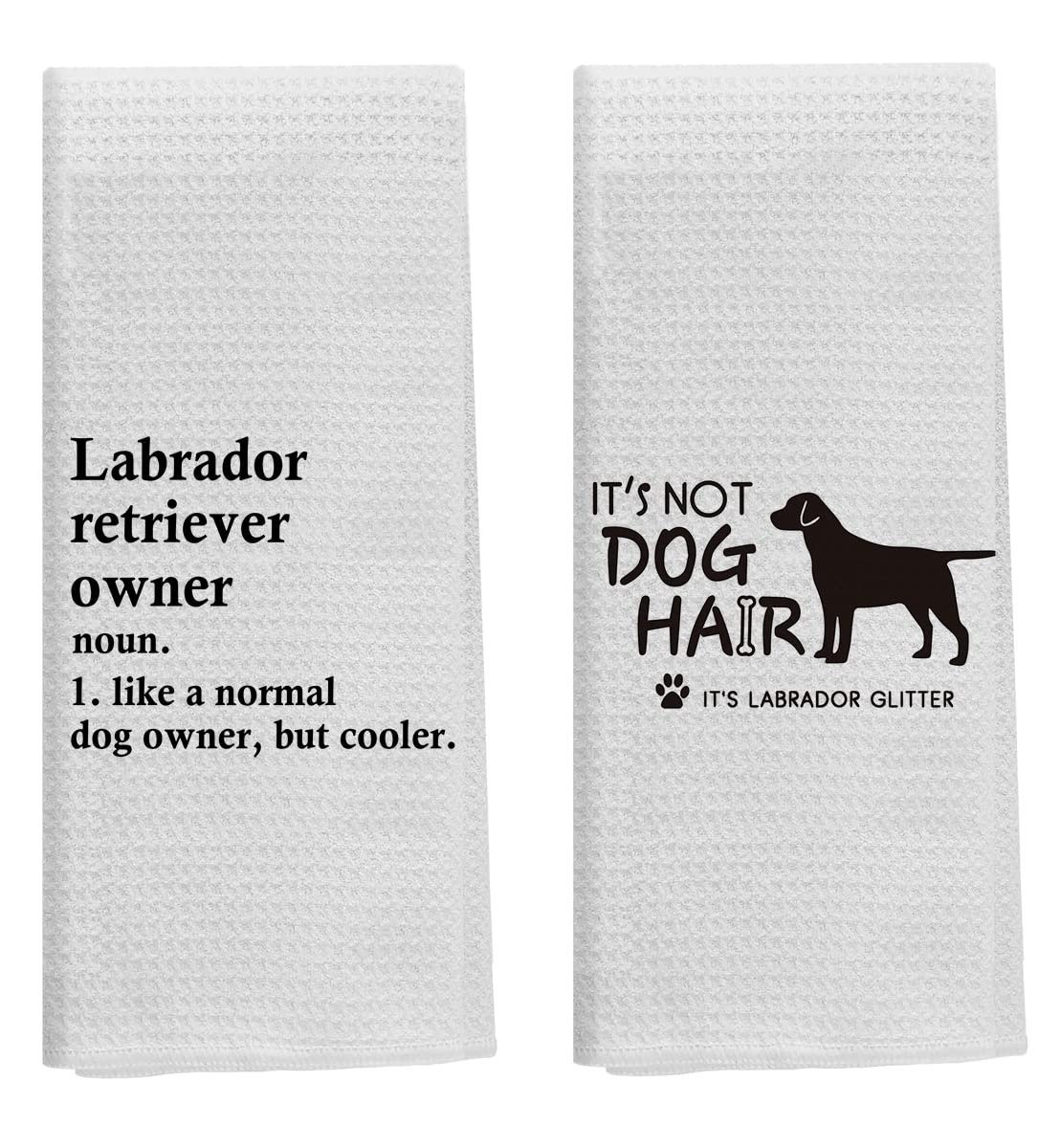 Knibeo Black Lab Kitchen Towels - Labrador Retriever Gifts, Set of 2, 16x24 Inch Lab Tea Towel Kitchen Dish Towel Set, Lab Hand Towels