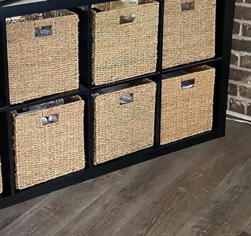 WENFOME Set of 3 Woven Storage Baskets for Shelves, Paper Rope Handmade Open Storage Bins, Pantry Baskets Organization Basket Seagrass Baskets Folding Storage Basket for Toy, Wicker Basket for Bedroom