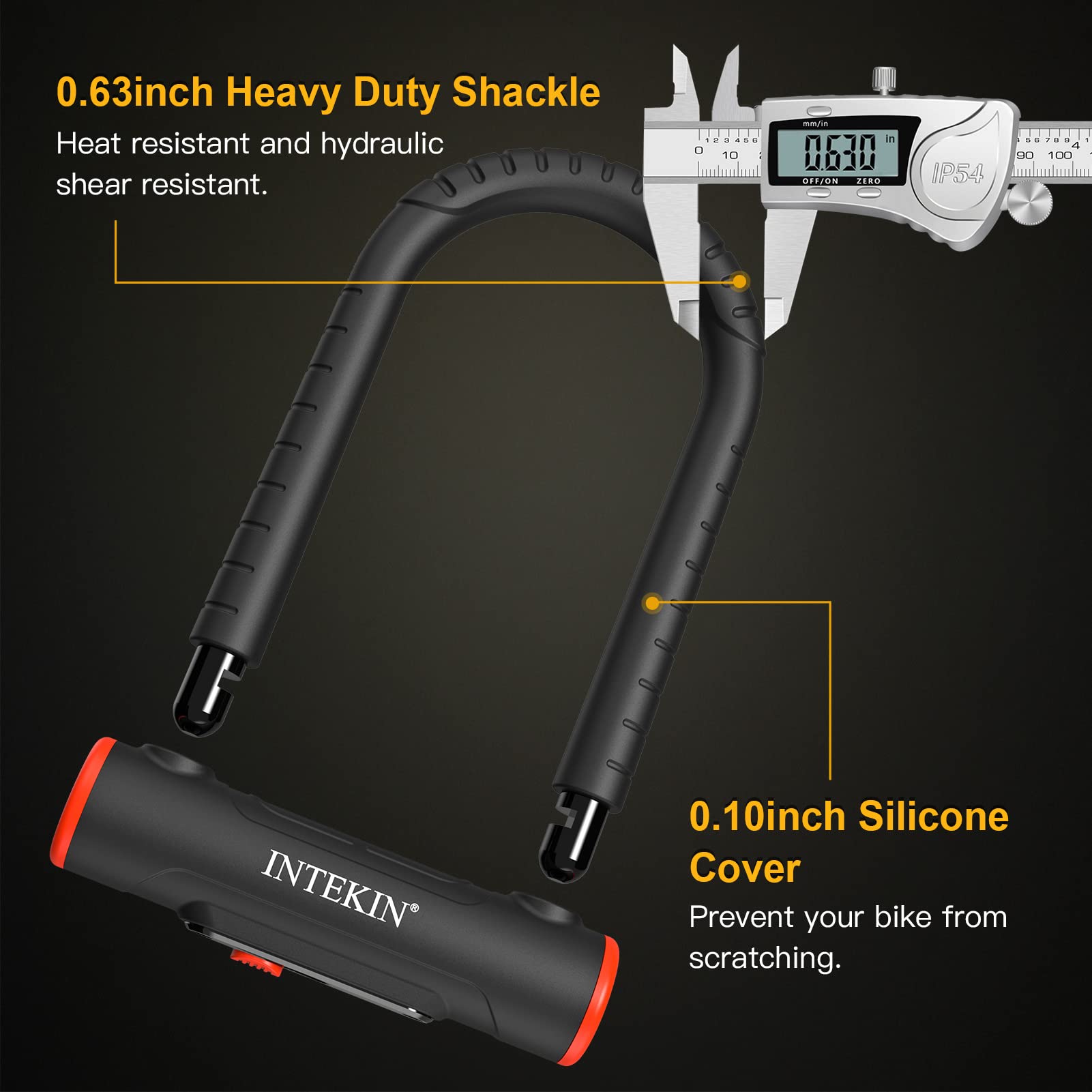 INTEKIN Bike U Lock Heavy Duty Lock , 16mm U Lock and 5ft Length Security Cable with Sturdy Mounting Bracket for Motorcycle and More, Black, Small