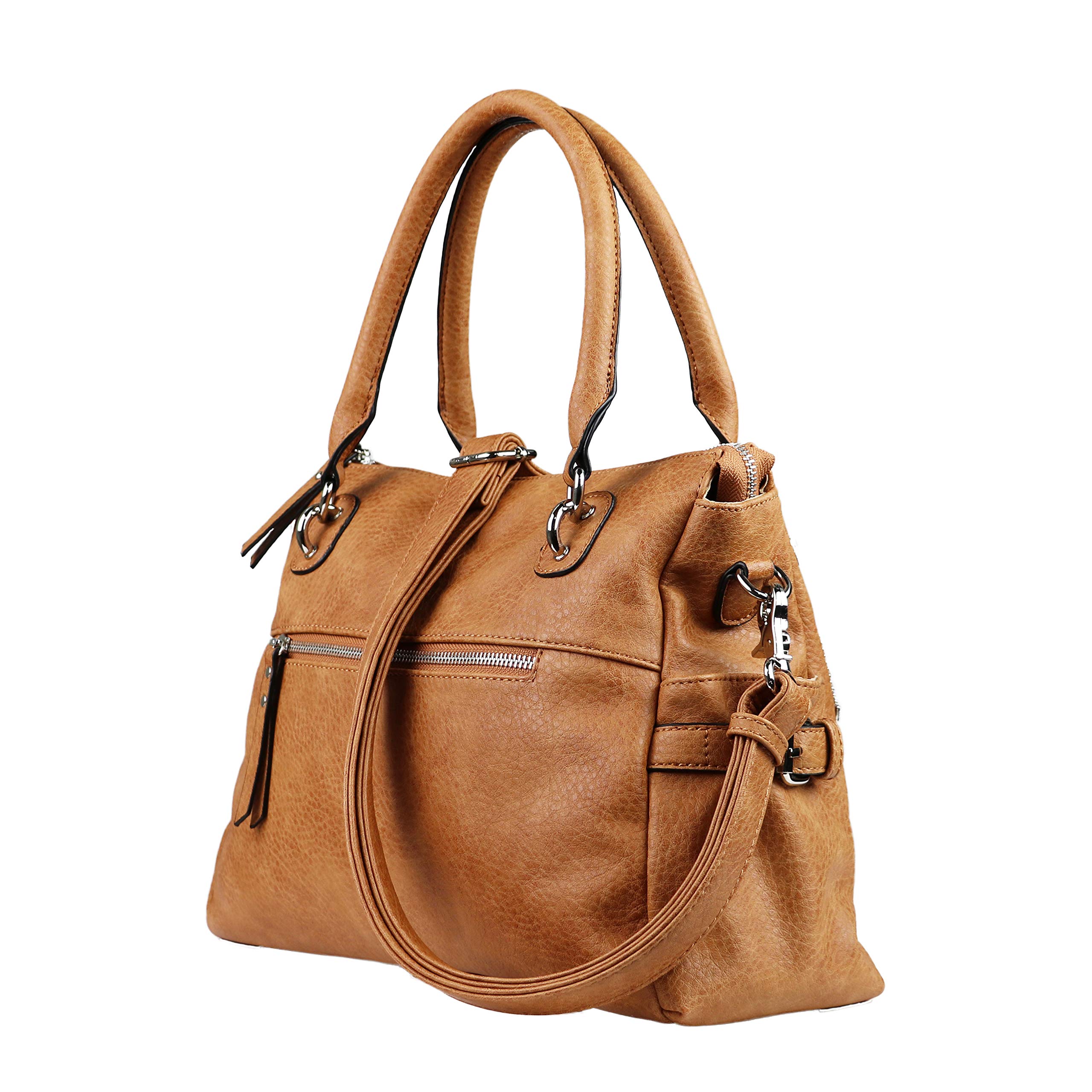 Lady Conceal Concealed Carry Jessica Satchel Crossbody Womens Concealed Carry Purse, Universal Gun Holster, YKK Locking - Cinnamon