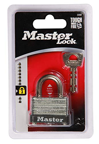 Master Lock 22D Laminated Steel Warded Padlock, 1-1/2-Inch Wide Body, 5/8-Inch Shackle Height,Silver