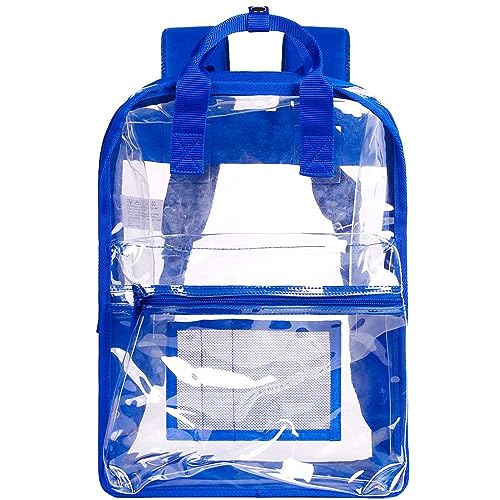 ZLYERT Clear Backpack, Heavy Duty Transparent Bookbag, Large See Through PVC Backpacks for Women and Men - Blue
