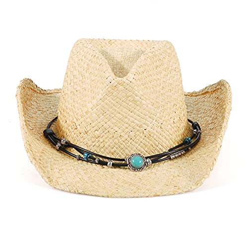 Men & Women's Woven Straw Cowboy Hat Western Outback Hat Shapeable Wide Brim Cowgirl Hat Straw Summer Beach Sun Hat