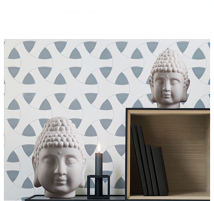Kunze Land Zen Buddha Head Statue, Medium Temperature Ceramic White Glaze Process, Smooth Surface, Garden Yoga Meditation, Home Living Room Office Decorations