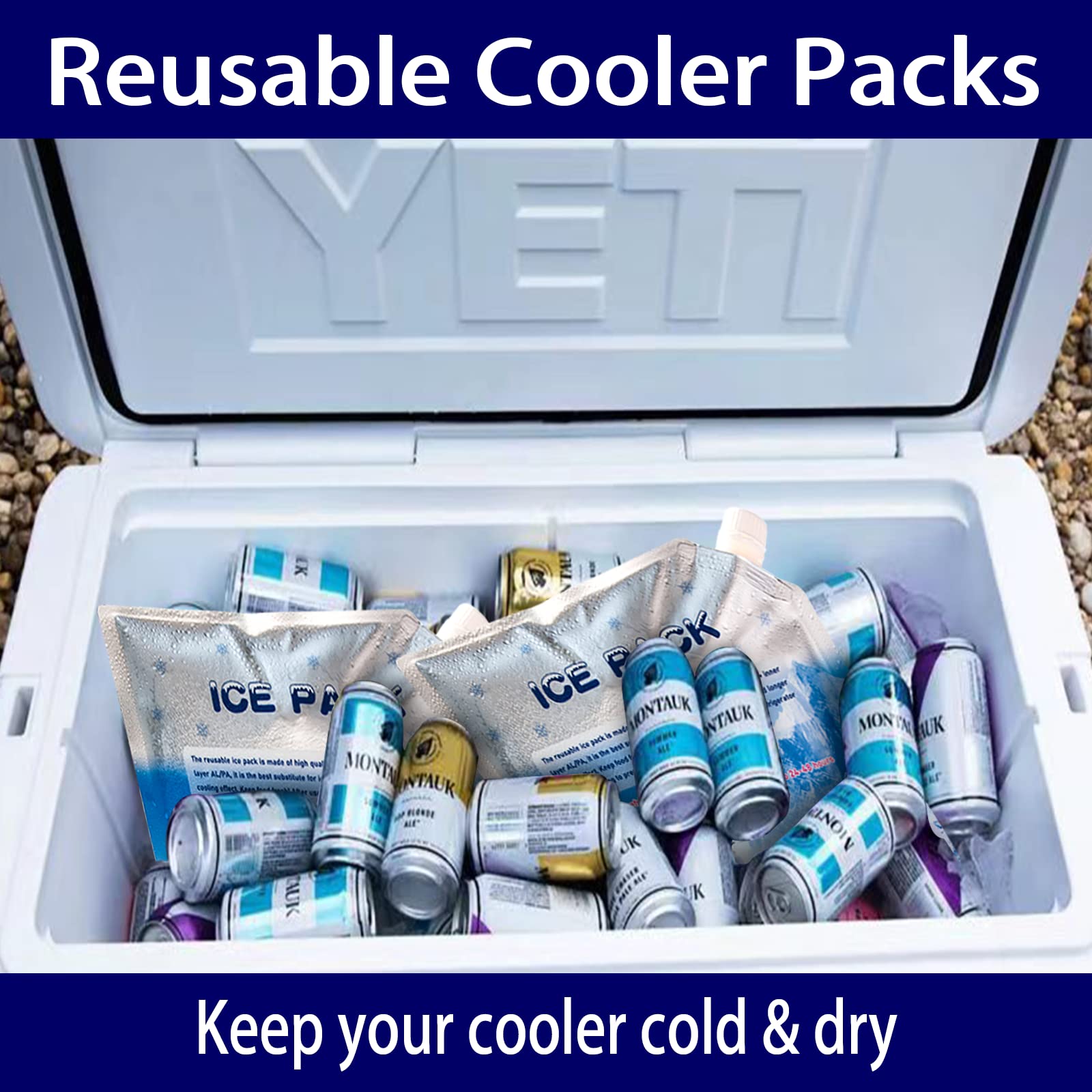 Reusable ice Packs for Coolers, Long Lasting Cooler ice Pack, 24 to 48 Hours of Cold Gel Ice Pack.Lunch Bag CoolerIt can Hold 1400-1600ml of (blue 6 piece set)