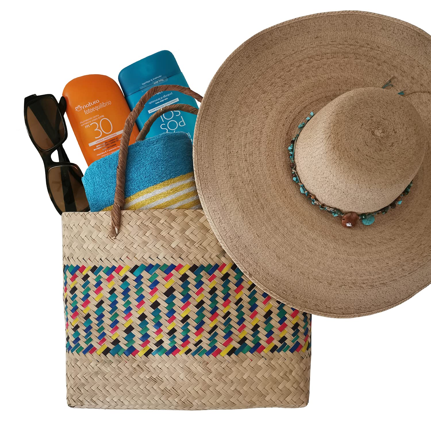 MAYANSHUL Mexican handbag Palm Leaf for Women | Handcrafted by Mexican Artisan | Casual, Summer Beach Tote Bag | 100% Ecological | Multicolor | Lightweight
