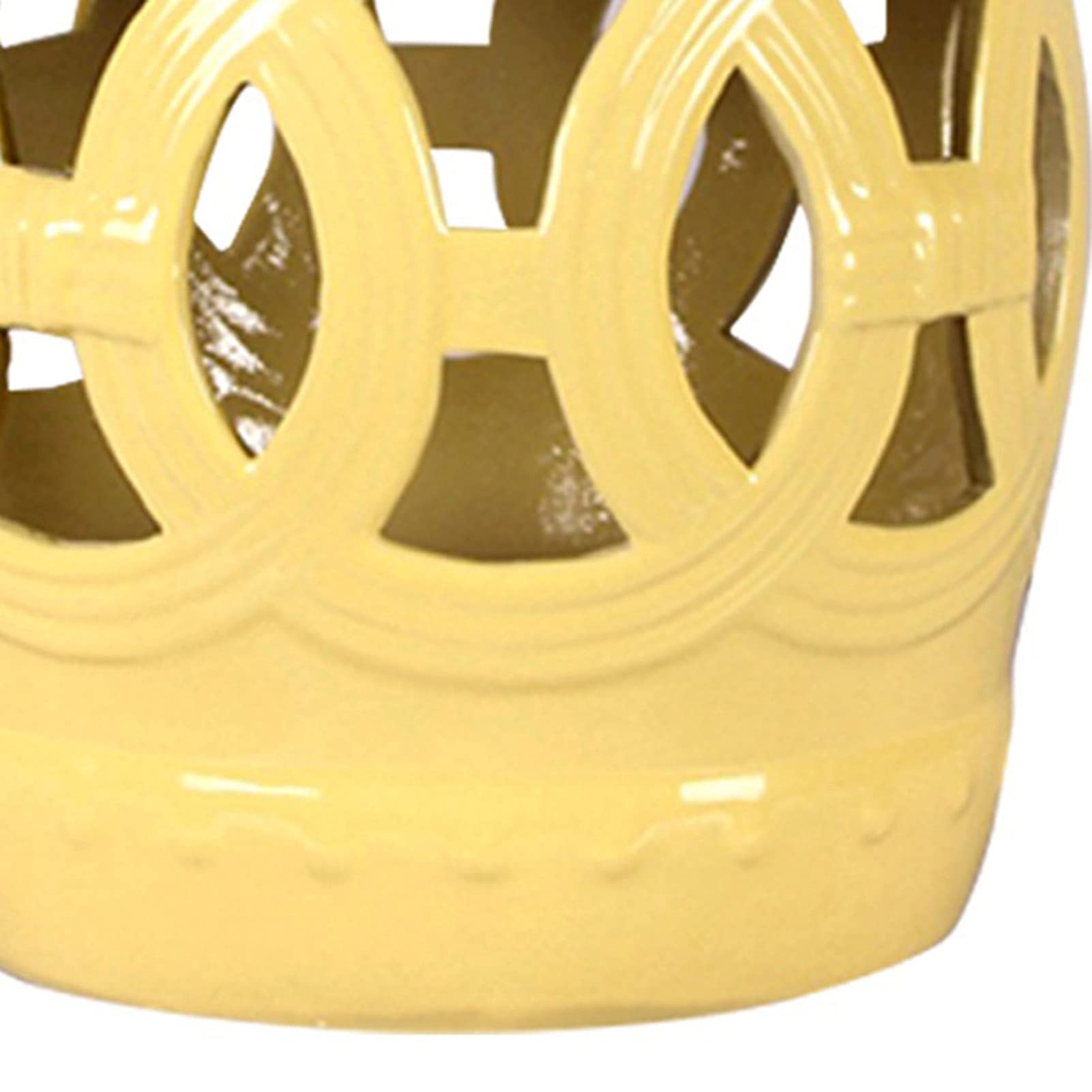 IINSSDJ Outdoor Decorative Garden Stools, Portable Ceramic Side Table, Yellow Hollow Out Drum Stool, Household Stool, for Patio, Deck, Backyard