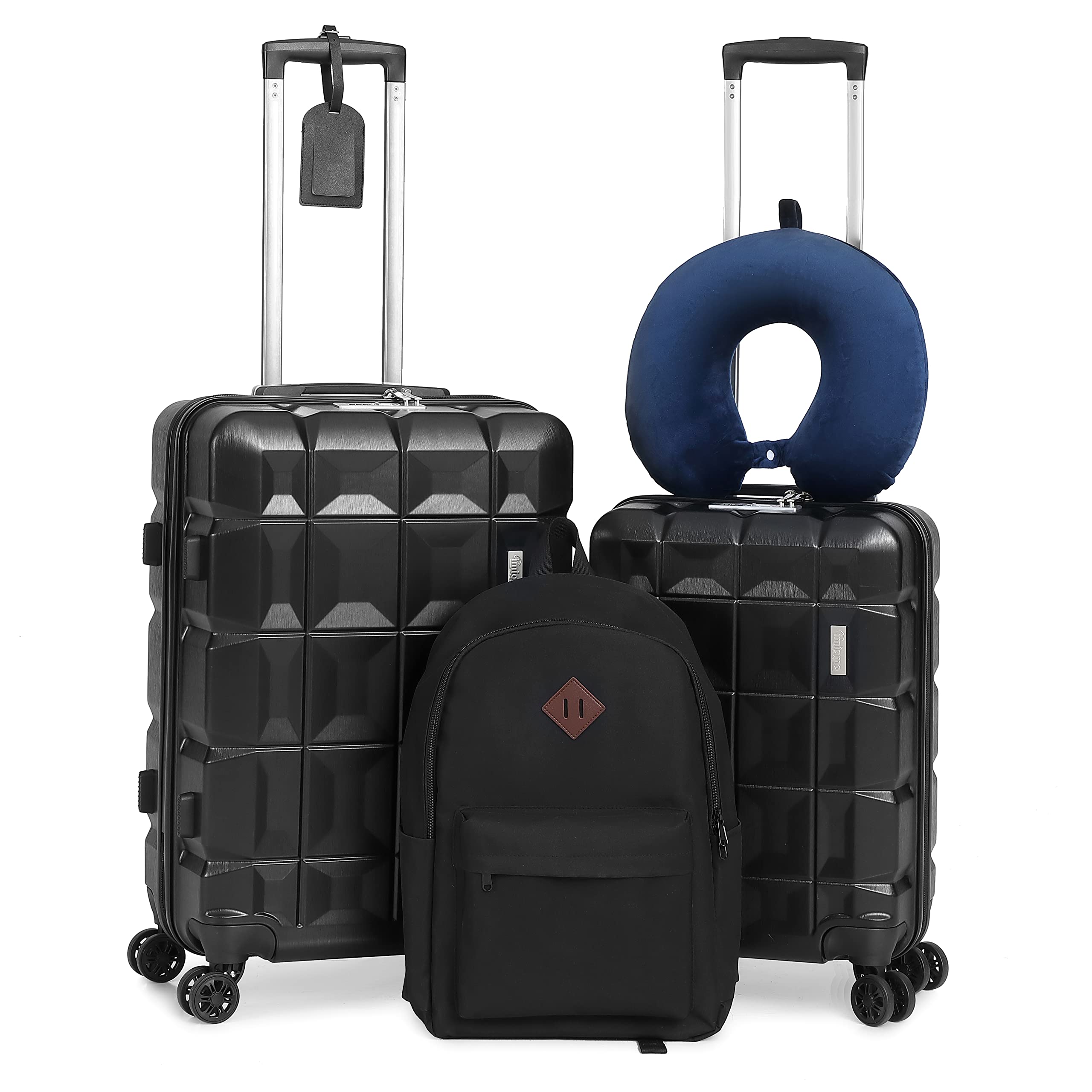 imiomo 2 Piece Luggage set Clearance, Travel Suitcase with Spinner Wheels TSA lock, Hardshell Lightweight Suitcase set for men and women (BLACK, 20/24)
