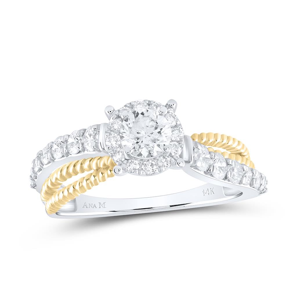Jewels By Lux 14kt White Gold Womens Round Diamond Solitaire Roped Bridal Wedding Engagement Ring 1.00 Cttw (Certified) Ring Size 10